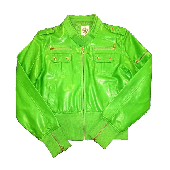 y2k | Jackets & Coats | Y2k Moto Jacket Womans Size Xl Bright Green ...